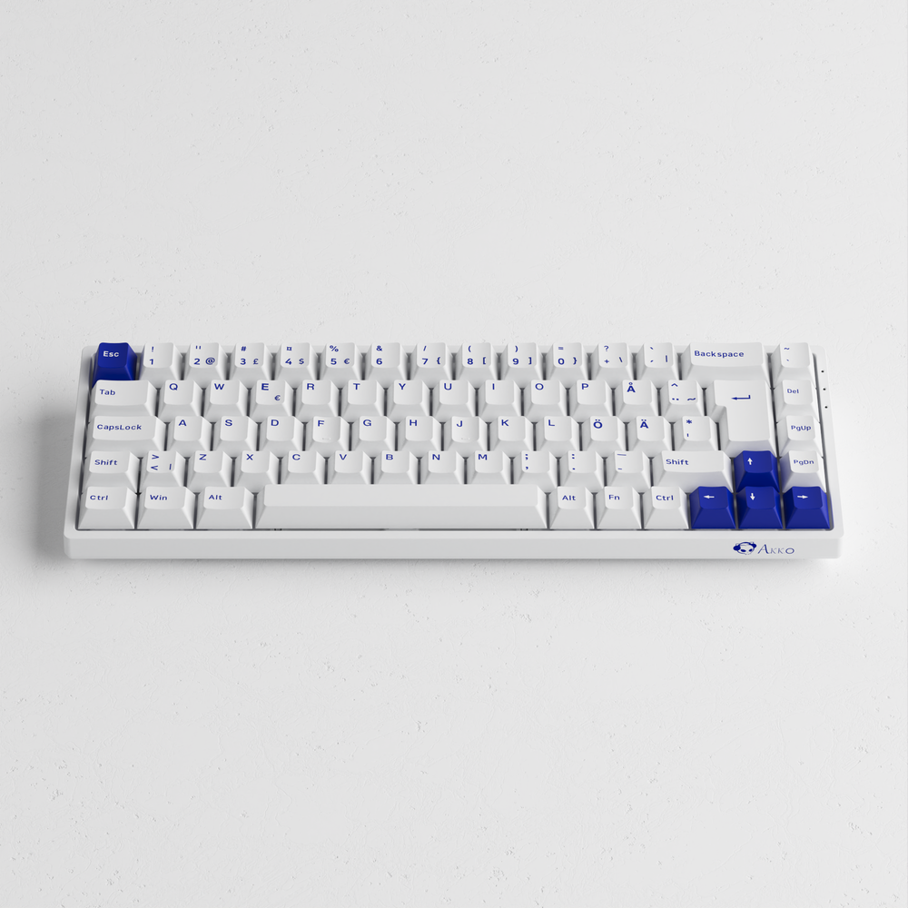 Akko Blue on White 3068B Plus ISO DE/Nordic Keyboard | AKKO EU