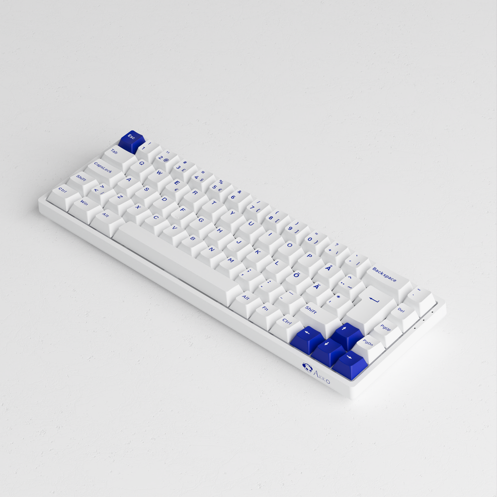 Akko Blue on White 3068B Plus ISO DE/Nordic Keyboard | AKKO EU