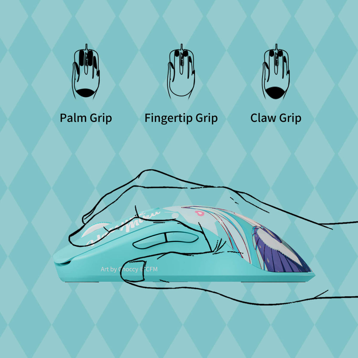 AKKO Mouse Hatsune Miku Gaming AG ONE 3950 Bluetooth, 2.4G, e Cabo ...