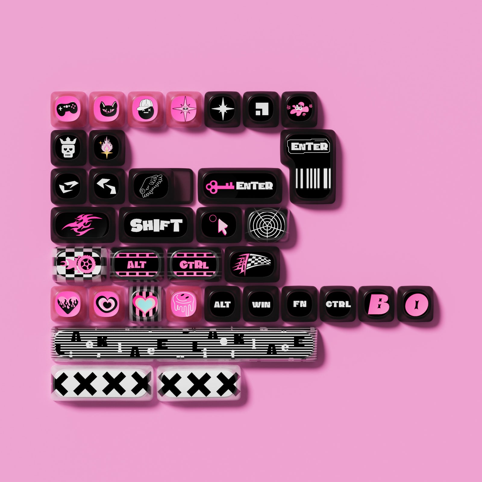 Pink Phantom Pudding Keycaps (139-key)