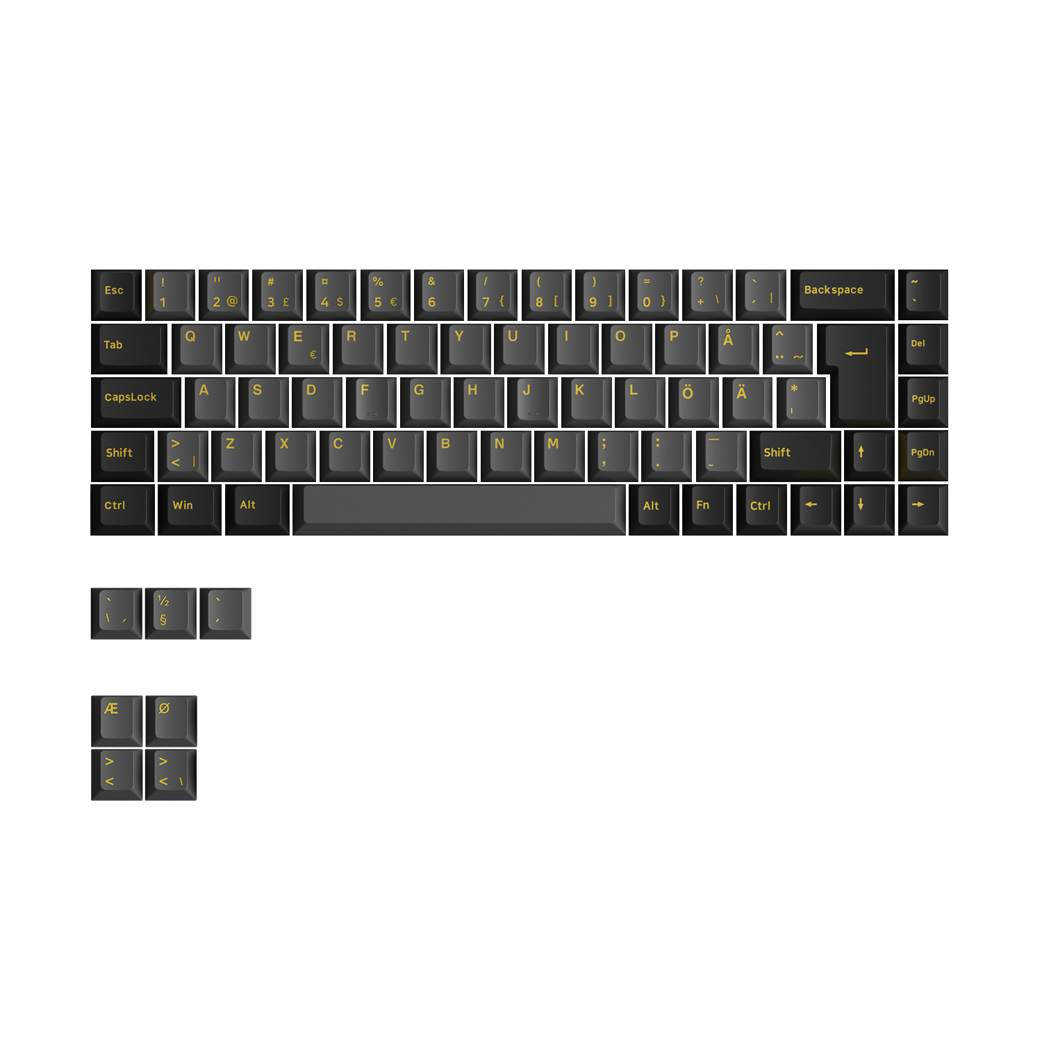 Akko Black & Gold ISO Nordic Keycap Set (76-key) | AKKO EU
