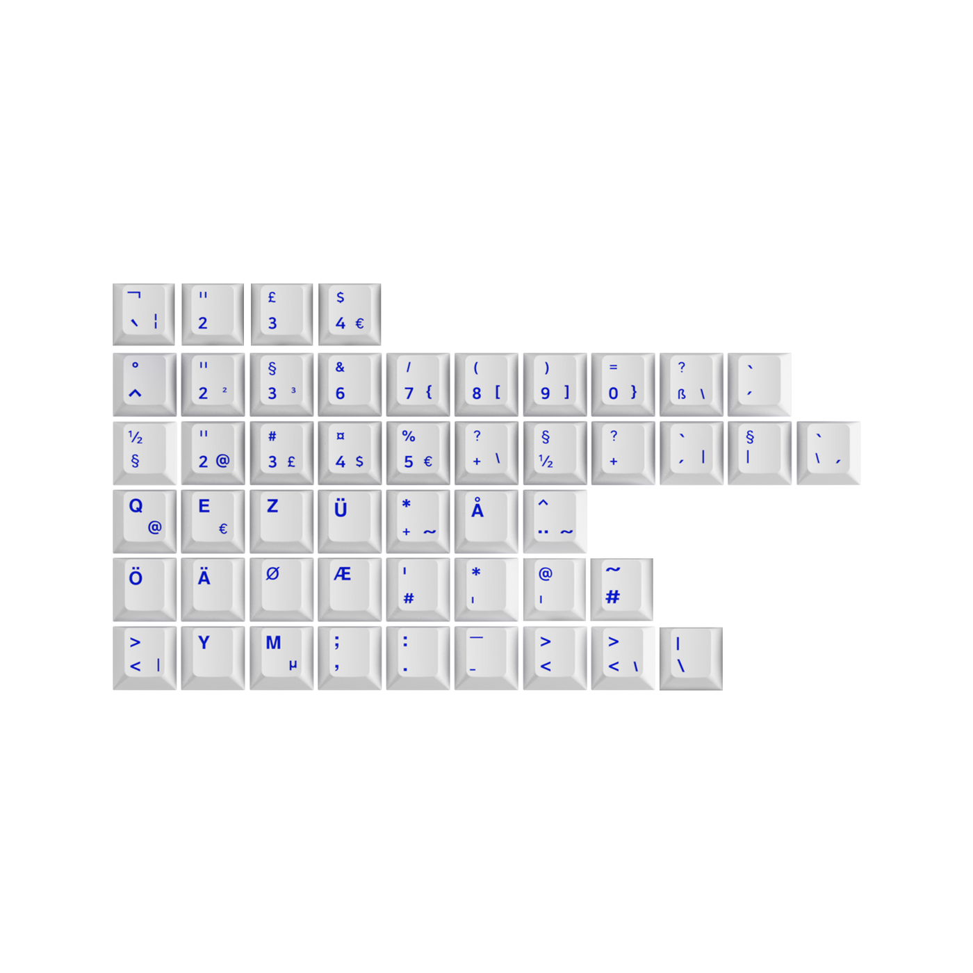 Blue on White ISO Nordic Keycap Set (49-key) | AKKO EU