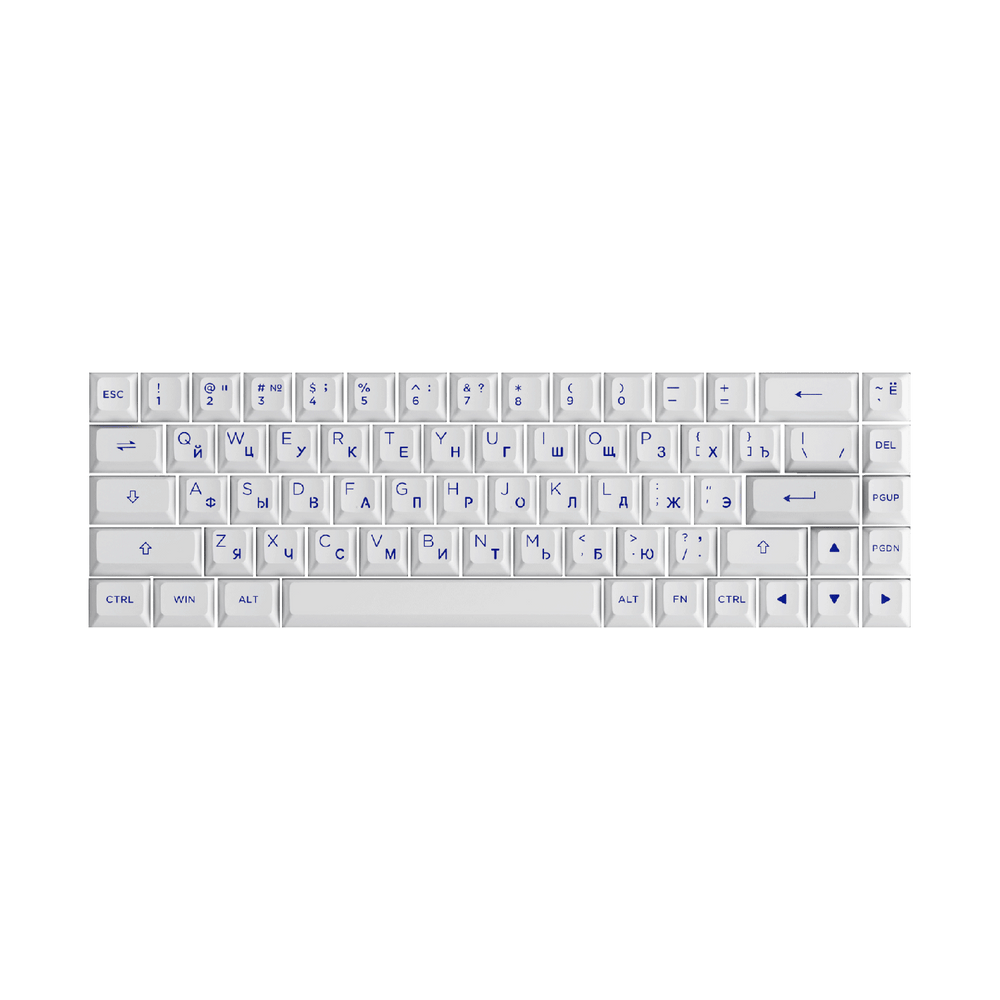 Akko Blue on White Cyrillic Keycap Set (68-key) | AKKO EU