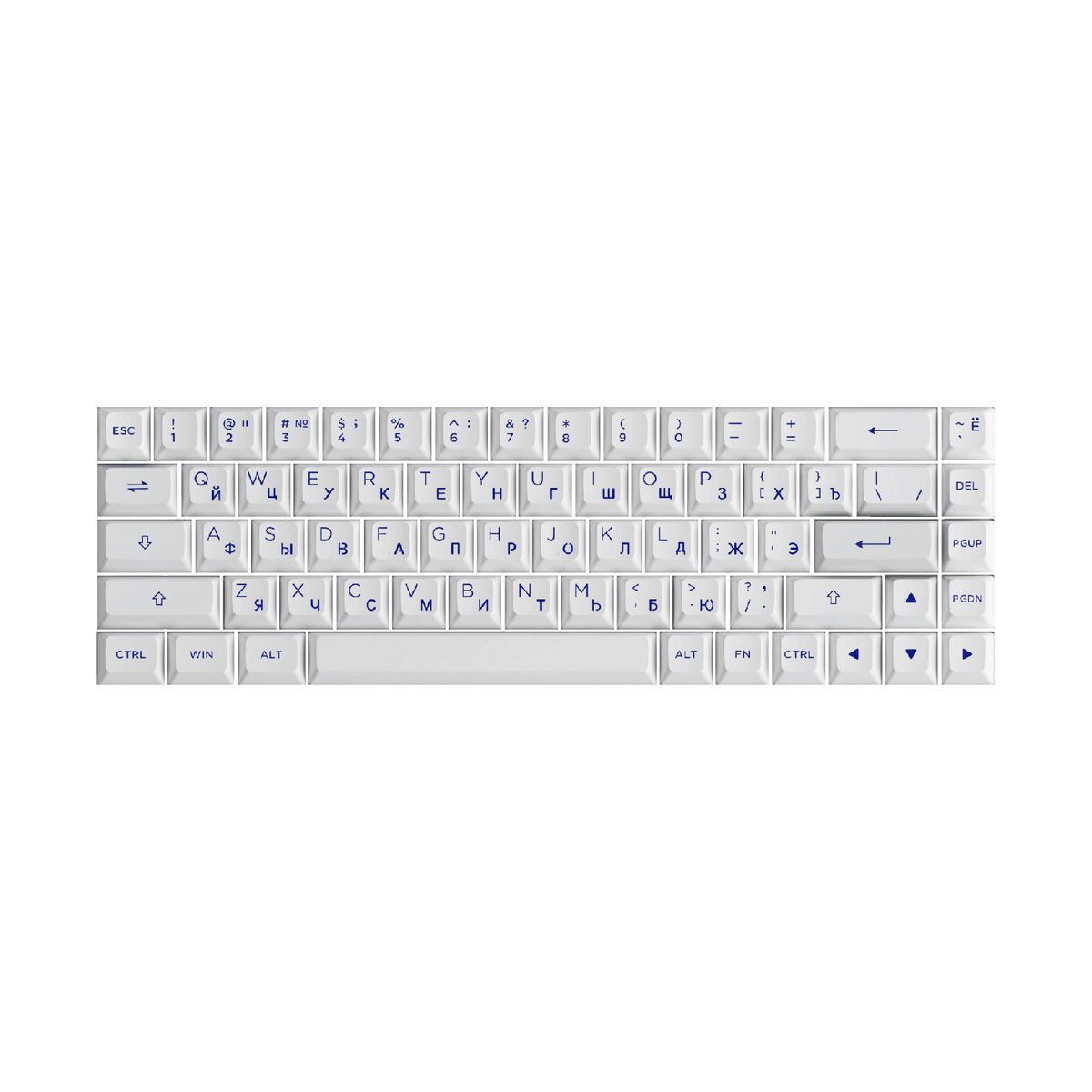 Akko Blue on White Cyrillic Keycap Set (68-key) | AKKO EU