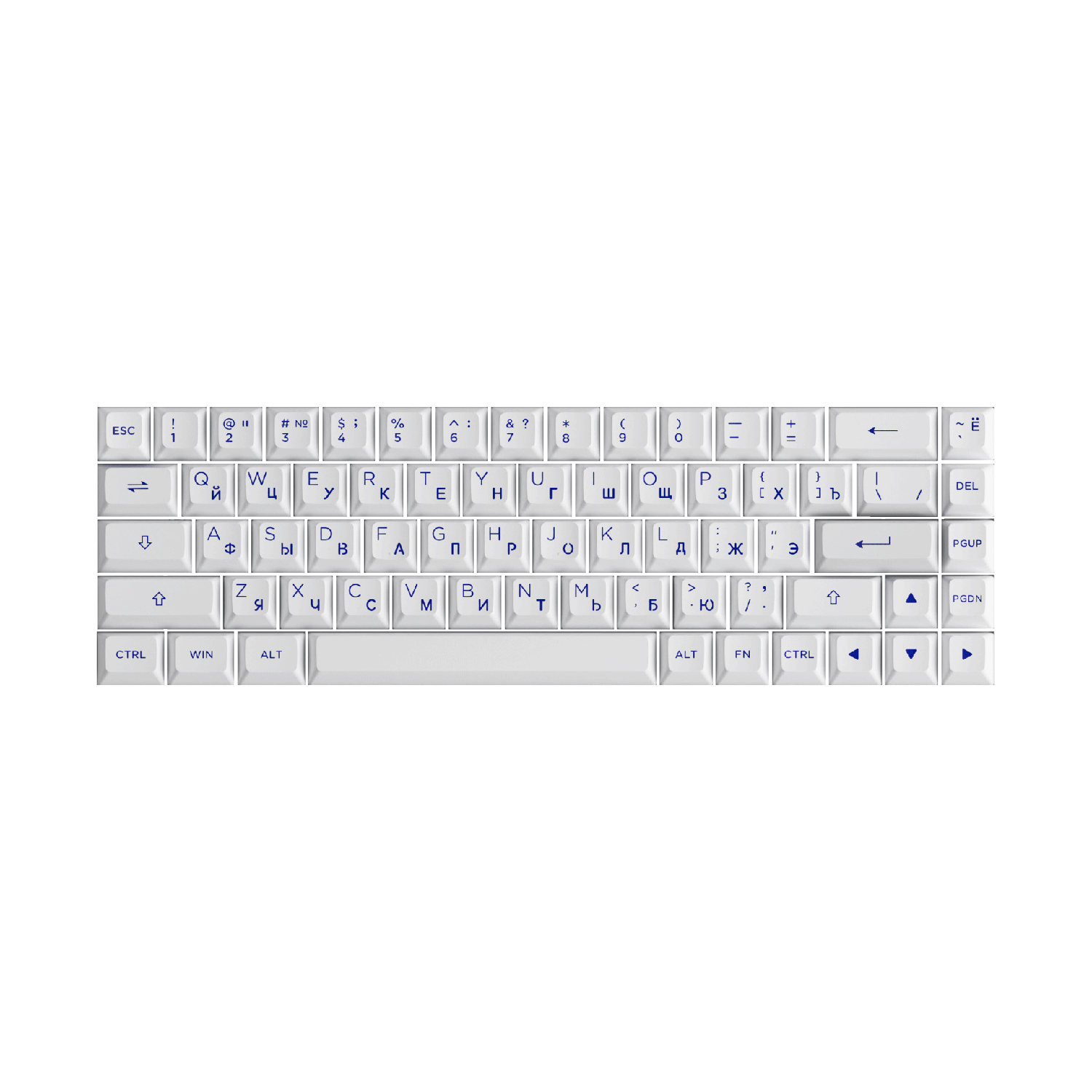Akko Blue on White Cyrillic Keycap Set (68-key) | AKKO EU