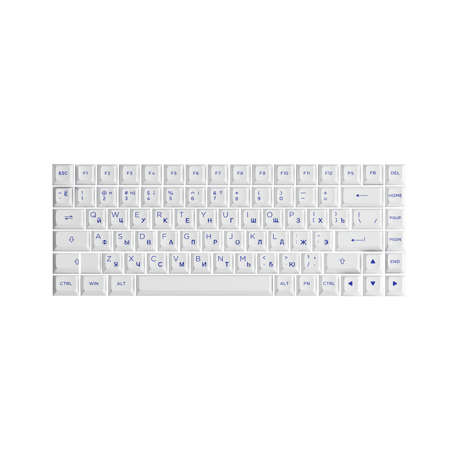 Akko Blue on White Cyrillic Keycap Set (84-key) | AKKO EU
