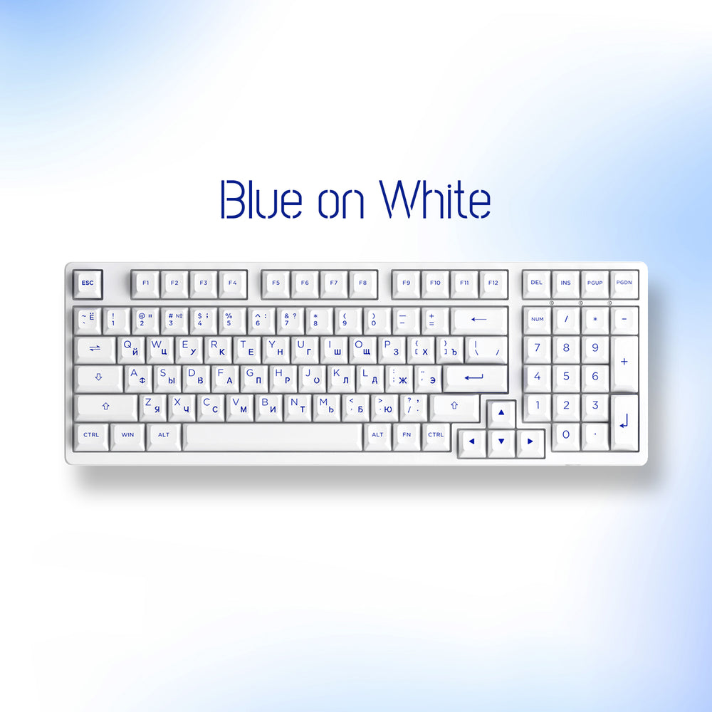 Akko Blue on White Cyrillic Keycap Set (97-key) | AKKO EU