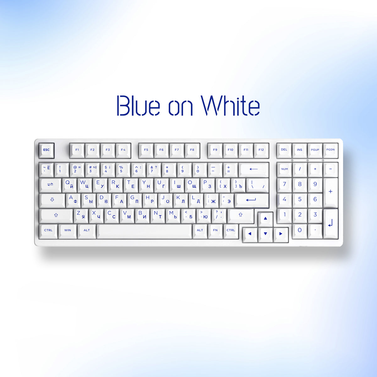 Akko Blue on White Cyrillic Keycap Set (97-key) | AKKO EU