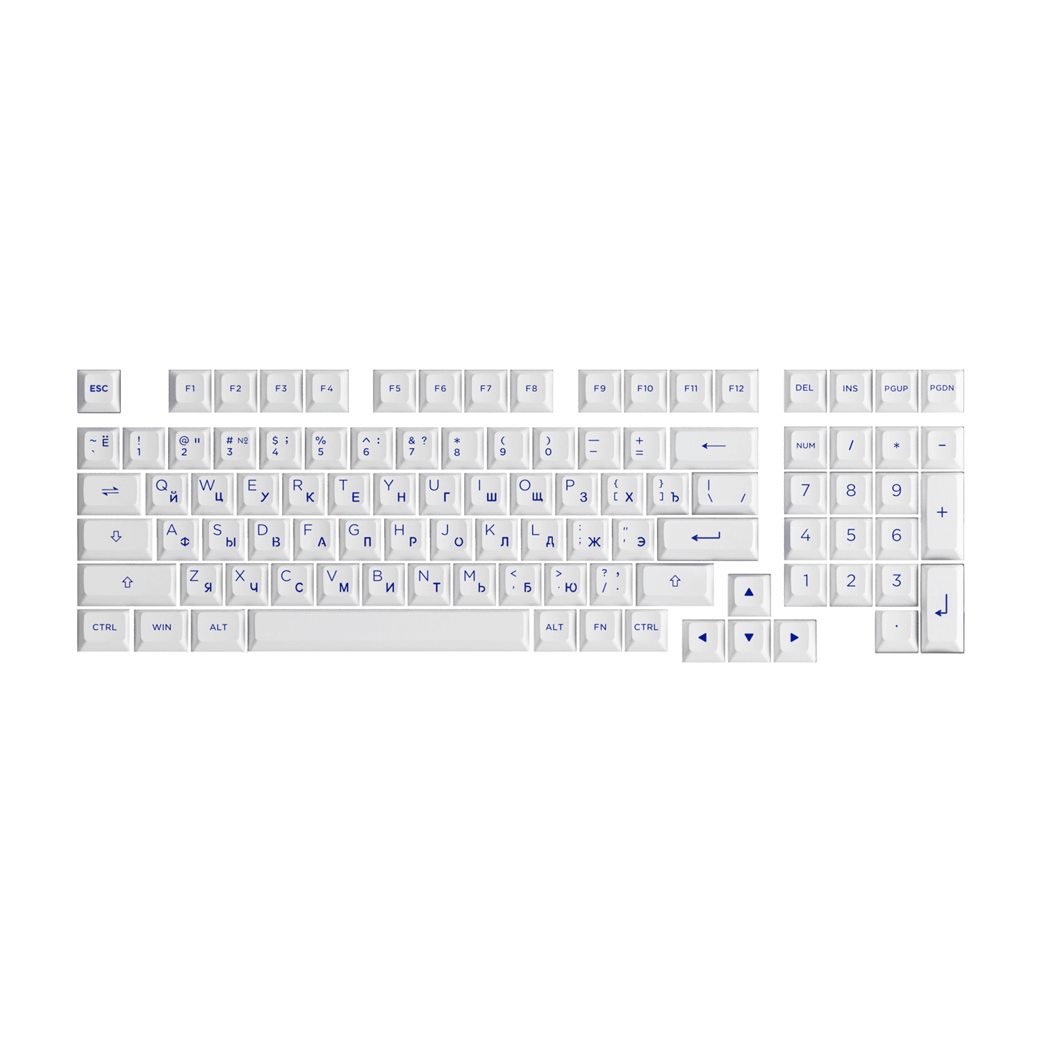 Akko Blue on White Cyrillic Keycap Set (97-key) | AKKO EU