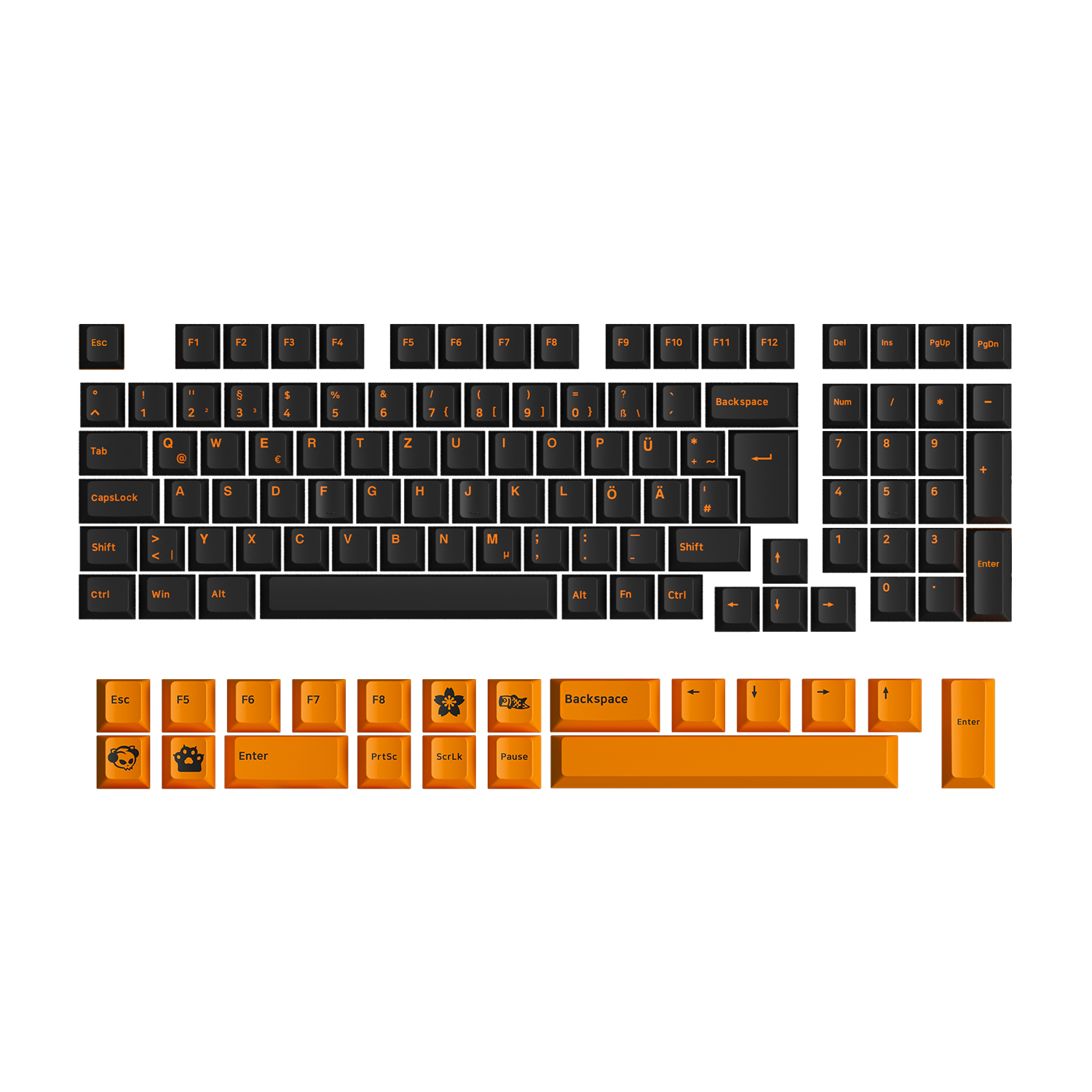 Akko Orange on Black ISO DE Keycap Set (119-key) | AKKO EU