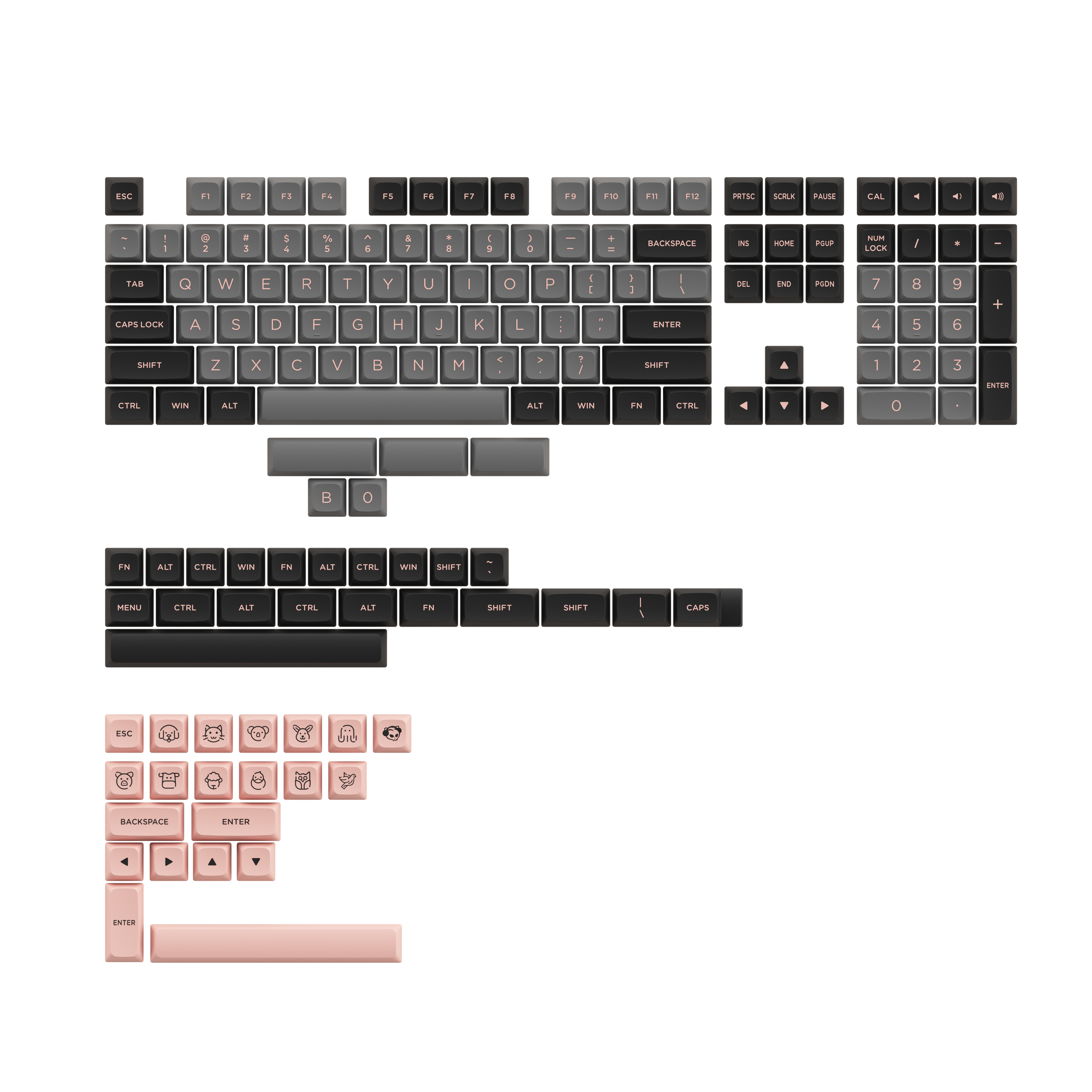 Black & Pink Keycap Set ASA Low(155-key)